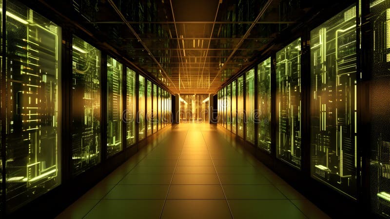 Glowing Beautiful Data Center for Cloud Computing, Generative Ai Stock ...