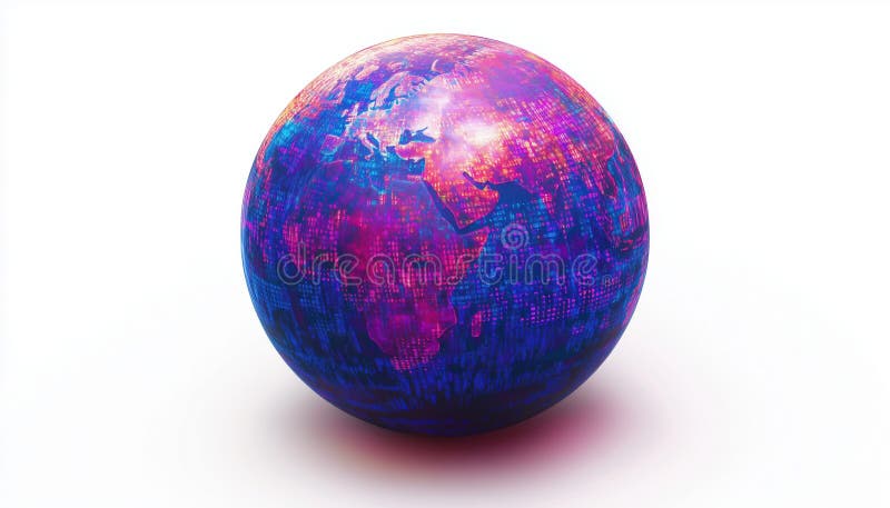 Glowing Binary Code An Abstract Representation Of Planet Earth In Neon Computer Programming