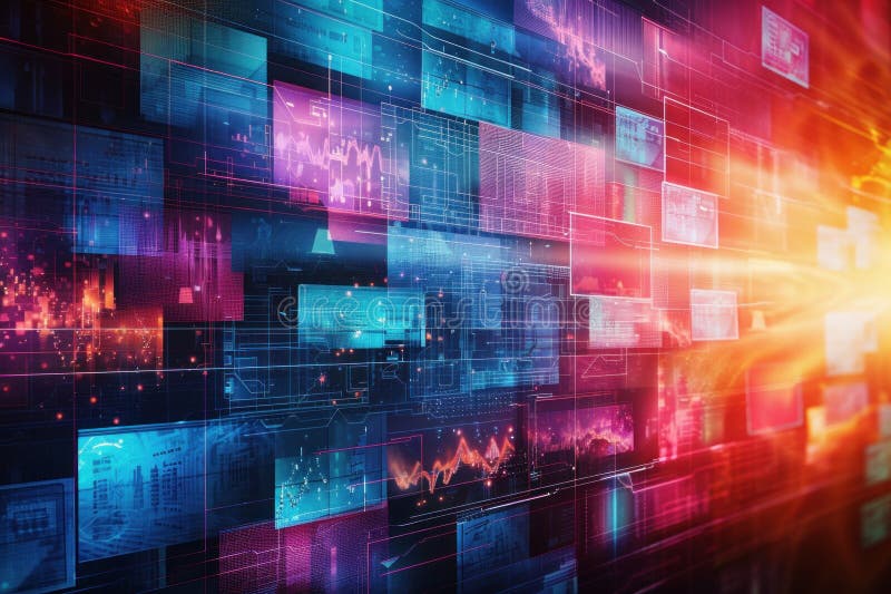 Binary Code Background with Glowing Light Rays in Orange Blue Color ...