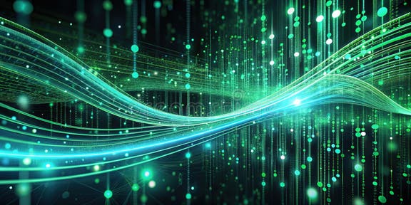 Glowing Binary Code Data Stream a Futuristic Visualization of Network ...