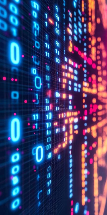 Glowing Binary Code On A Digital Background Representing Computer Technology Programming And