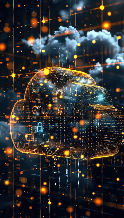 Secure Cloud Concept with Binary Code and Padlocks for Data Protection and Cybersecurity Design ...