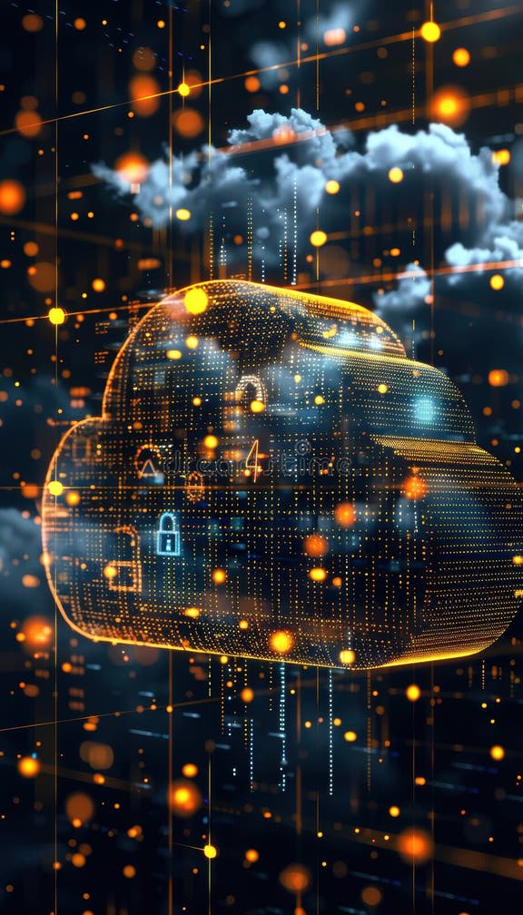 Secure Cloud Concept with Binary Code and Padlocks for Data Protection and Cybersecurity Design ...