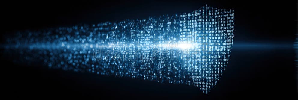 Glowing Binary Code Shield Protecting a Secure Login Field in a Digital ...