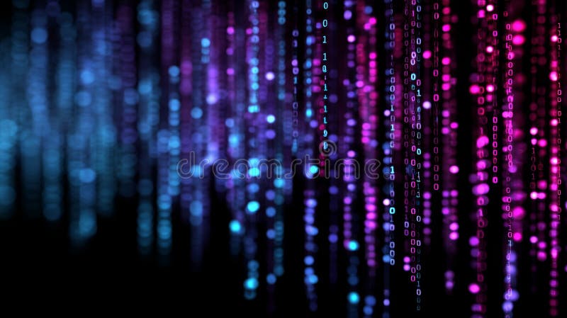 Blue Binary Code Matrix Neon Glow Dark Tech Background Stock Photos - Free & Royalty-Free Stock ...