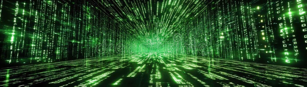 Glowing Binary Code Streams Flowing in a Dark Digital Space a Visual ...