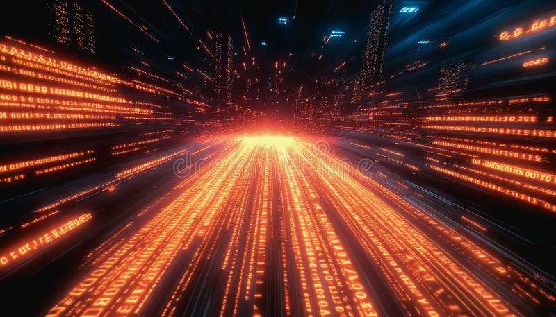 Glowing Binary Code Streams in a High-tech, Futuristic Digital Scene ... Glowing Binary Code Streams in a High-tech, Futuristic Digital Scene ...