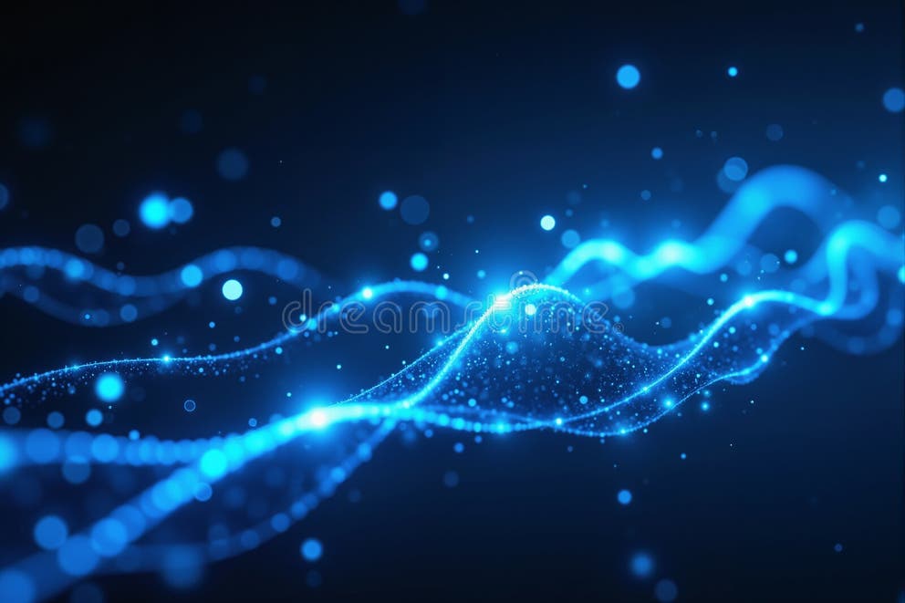 Glowing Binary Code Streams through a High-tech Space with a Smooth ...