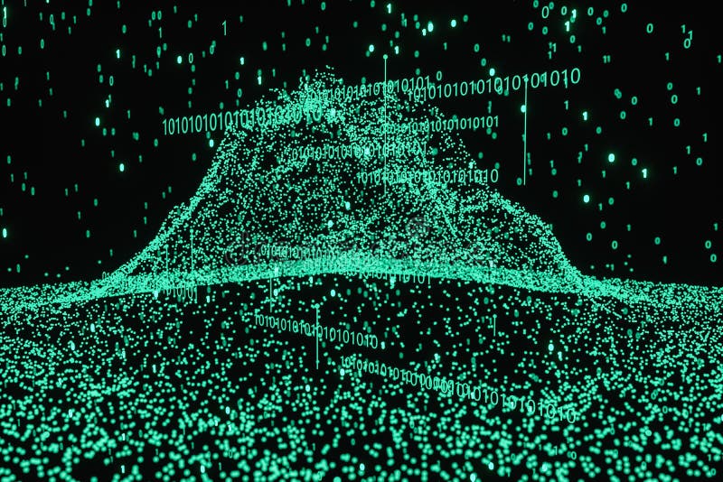 Glowing Binary Digit with Dark Background, 3d Rendering Stock ...