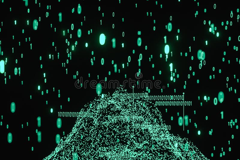 Glowing Binary Digit with Dark Background, 3d Rendering Stock Illustration - Illustration of ...