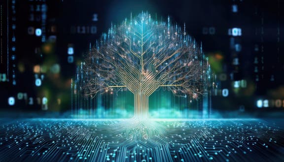 A Glowing Binary Tree with Circuit Background Symbolizing Ethical ...