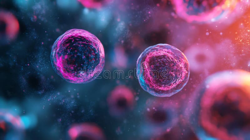 Glowing Bioengineered Cells Under Microscope, Breakthrough in Biotech ...