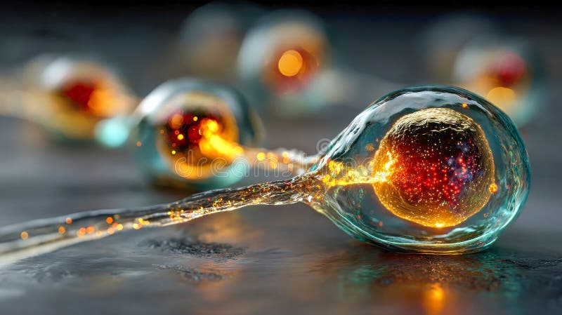 Glowing Biological Cell Structure Transferring Energy, Neural-inspired ...