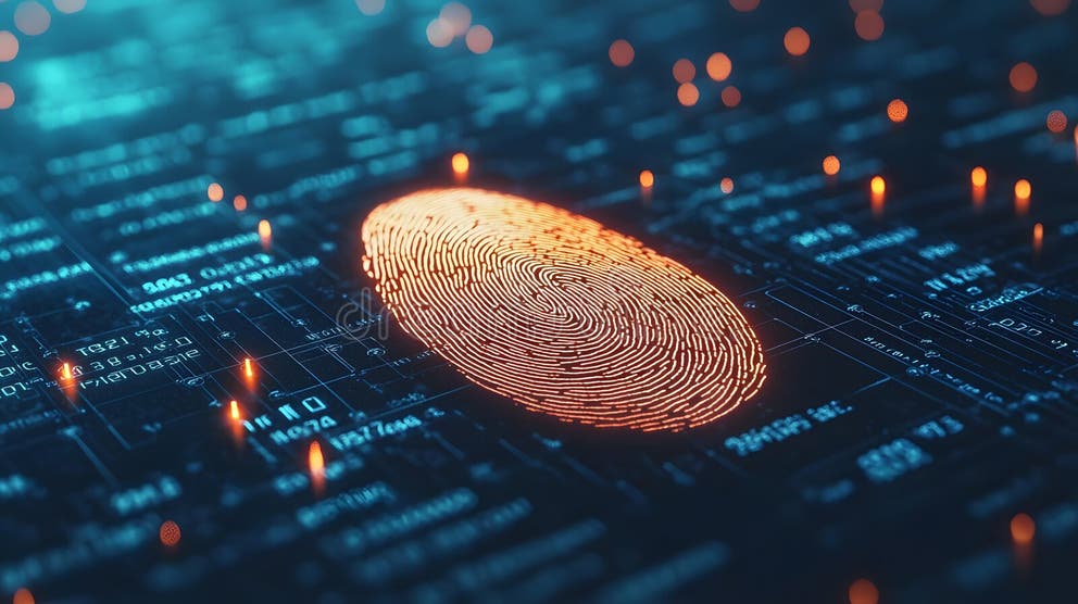 Glowing Biometric Fingerprint Scan Background Stock Illustration ...