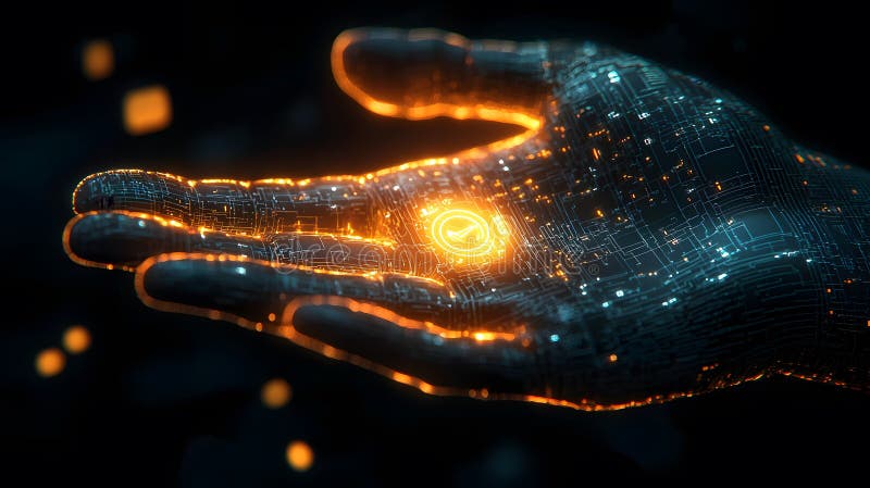 Glowing Biometric Hand Scan Concept Visualization Stock Illustration ...