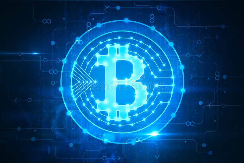 Glowing bitcoin wallpaper stock illustration. Illustration of financial ...