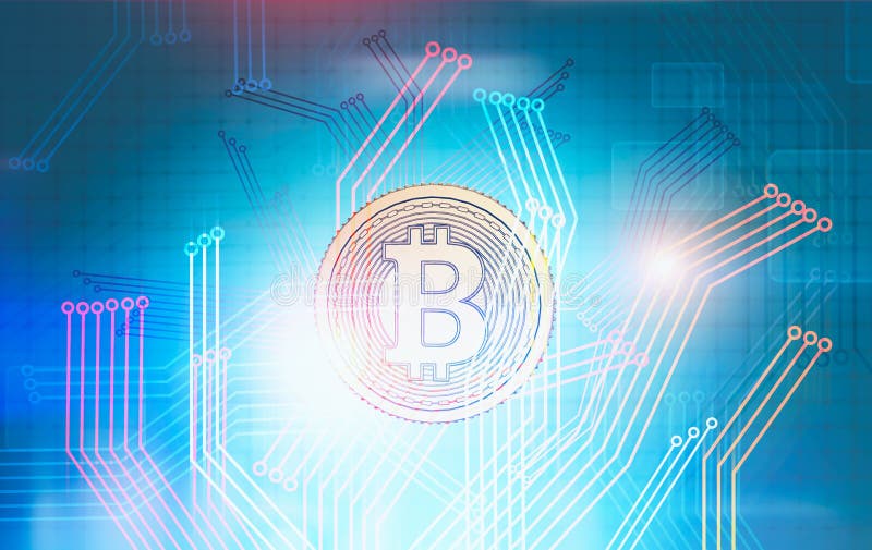 Glowing Bitcoin in Circuits, Blue Background. 3d Illustration Stock ... Glowing Bitcoin in Circuits, Blue Background. 3d Illustration Stock ...