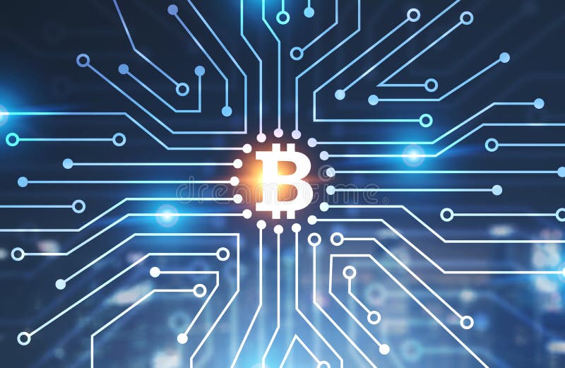 Glowing bitcoin interface stock illustration. Illustration of modern ...