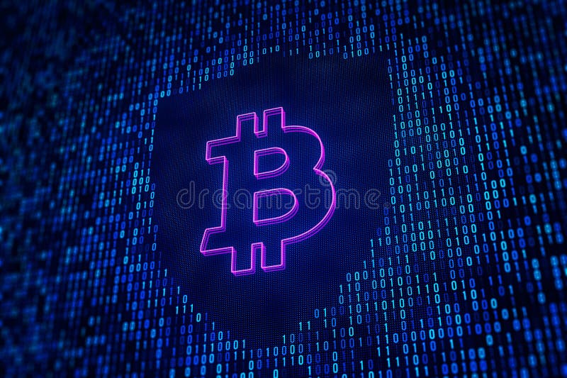 A Glowing Bitcoin Symbol on a Digital Matrix Background, Illustrating ...