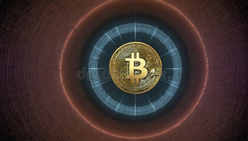 Bitcoin Centered in Circular Interface Stock Image - Image of fintech ...