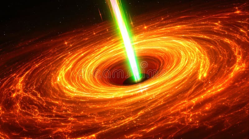 Glowing Black Hole with Vibrant Accretion Disk and Energy Beam in Space ...