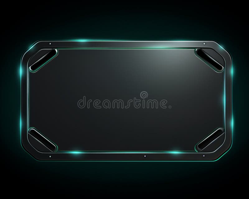 A Glowing Black Metal Frame with Neon Lights on it Stock Illustration ...