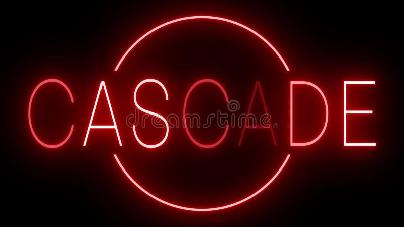 Glowing and Blinking Red Retro Neon Sign for CASCADE Stock Footage ...