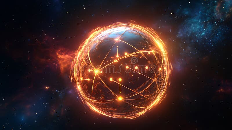 Glowing Bloch Sphere with Marked Qubit States, Deep Space Stock ...