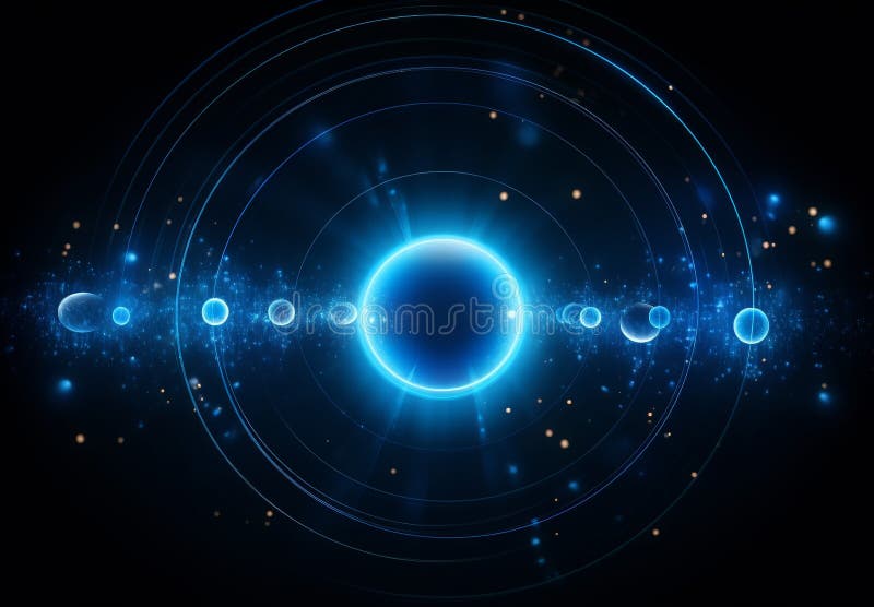 Glowing Blue Abstract Cosmic Background with Circular Elements Stock ...
