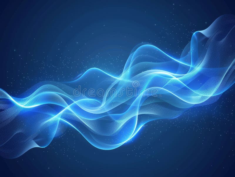 Glowing Blue Abstract Waves in Space Stock Illustration - Illustration ...