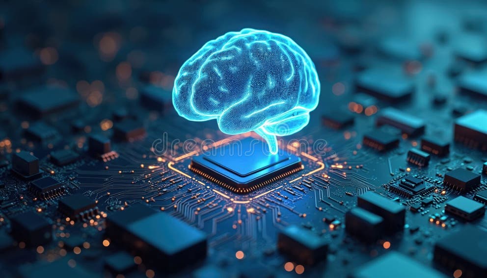 Glowing Blue Processor Chip Brain Stock Illustrations – 1,139 Glowing ...