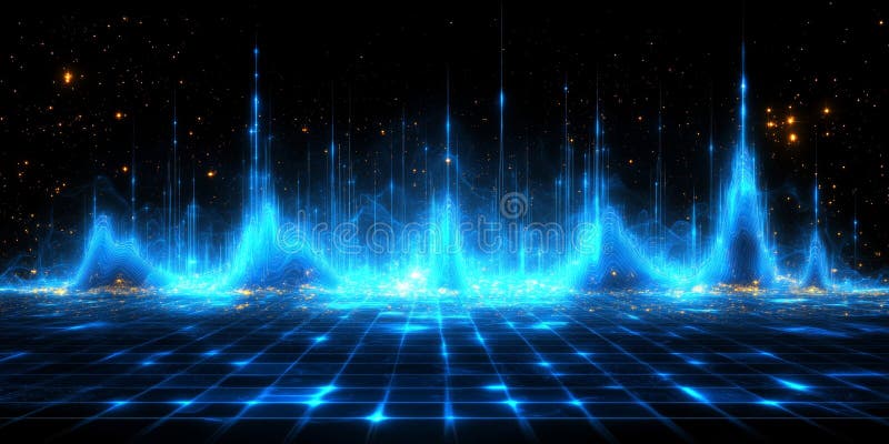 Glowing Blue Analytics Graph with Dramatic Rises, Falls, and a Grid ...