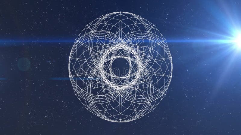 Glowing Blue Animation of Geometric Sphere Wireframe in Space ...