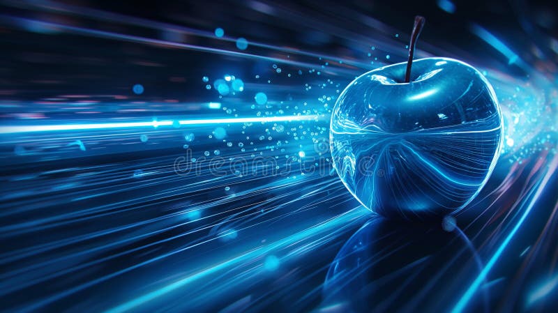 Futuristic Glowing Apple with Light Trails Stock Image - Image of ...