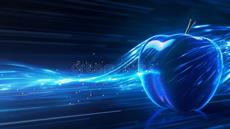 Glowing Blue Apple with Light Trails Stock Image - Image of futuristic ...