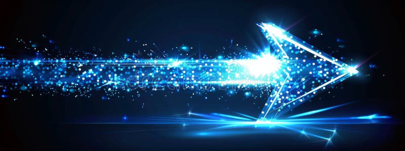 Glowing Blue Arrow with Light Effects Symbolizing Speed and Direction ...
