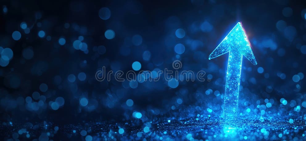 Glowing Blue Arrow Symbolizing Growth and Progress in a Digital ...
