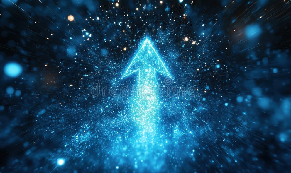 Glowing Blue Arrow Symbolizing Progress and Upward Movement in Digital ...