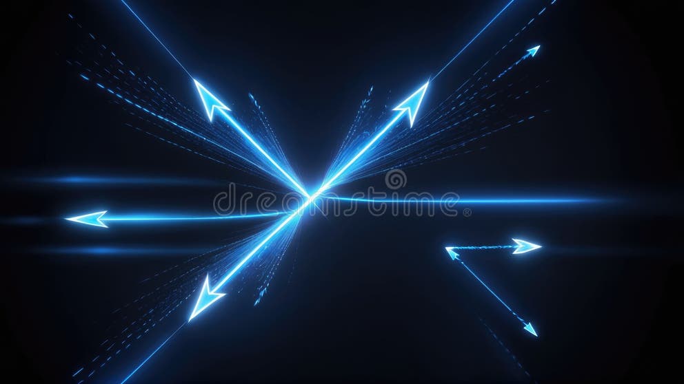 Glowing Blue Arrows Crossing and Pointing in Different Directions on ...