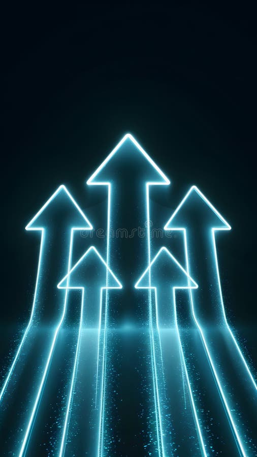 Glowing Blue Arrows Show Progress and Direction, Pointing Upwards on ...