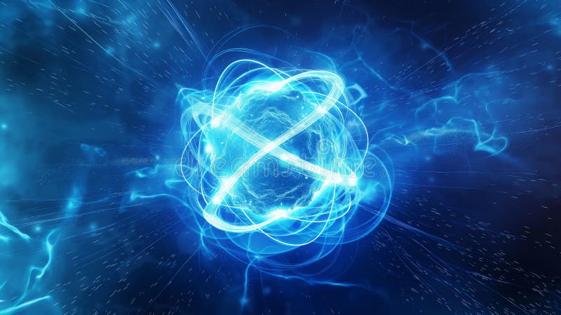 Glowing Blue Atomic Structure in Space Stock Photo - Image of dynamic ...