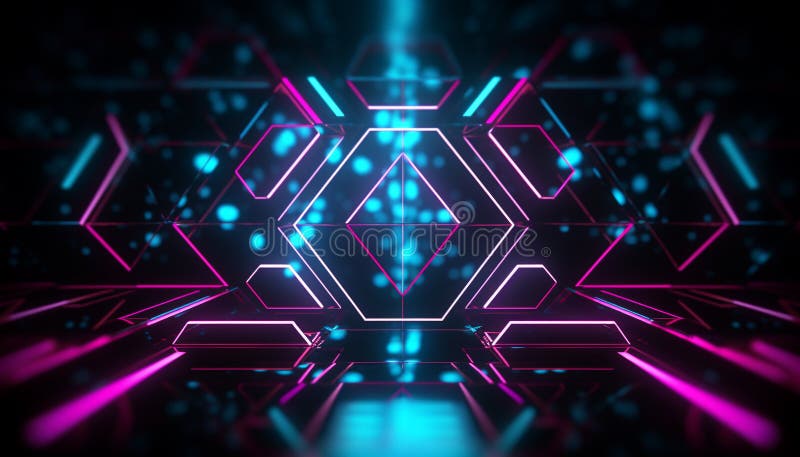 Glowing Blue Backdrop with Futuristic Computer Generated Patterns ...