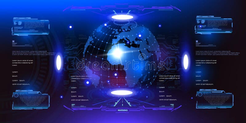 Glowing Blue Ball of Planet Earth. Futuristic Cyber Background of User ...