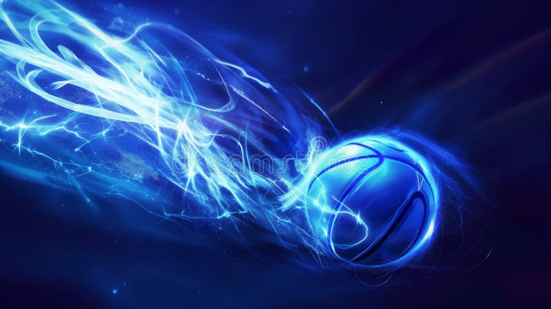 Glowing Blue Basketball in Motion Stock Image - Image of artistic ...