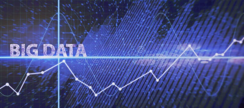 Glowing Blue Big Data Interface on Grid Backdrop. Technology and ...