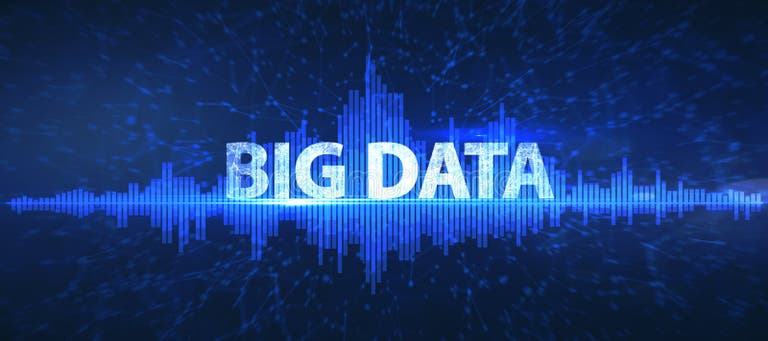 Glowing Blue Big Data Interface on Grid Background. Technology and ...