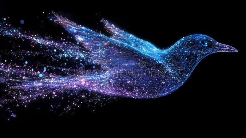 Glowing Blue Bird in Flight Abstract Digital Art Stock Illustration ...