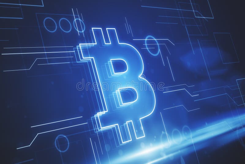 Glowing Blue Bitcoin Background Stock Illustration - Illustration of ...