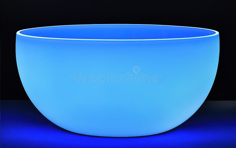 Glowing Blue Bowl Illuminated Against a Dark Background Creates a ...