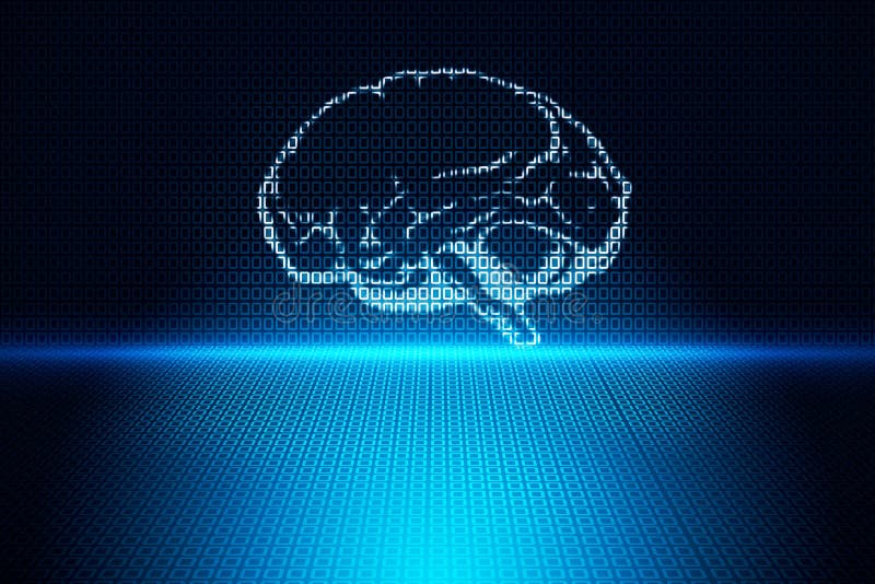 Glowing blue brain stock illustration. Illustration of artificial ...